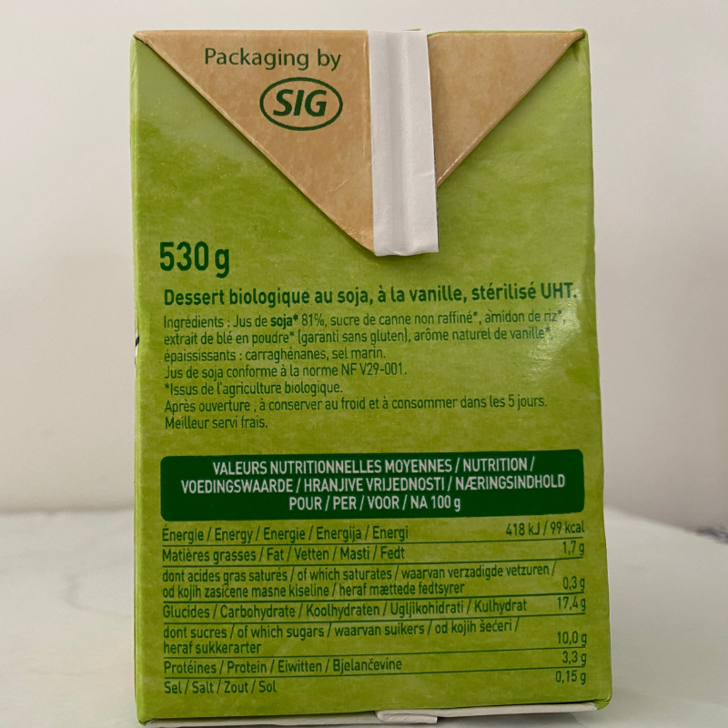 Dessert végétal de soja Bio - Du Panier à l'Assiette - Du panier à l ...